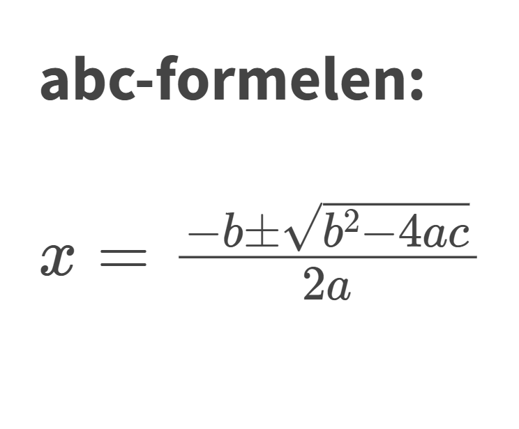 Andregradslikninger med abc-formelen - Matematikk 1T-Y - NA - NDLA